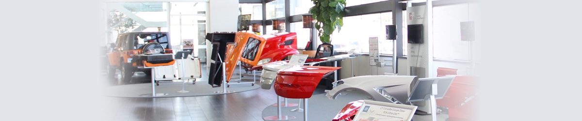 showroom at CSP displaying composite materials and parts